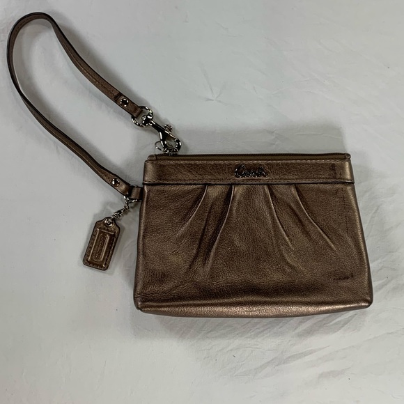 Coach | Bags | Coach Wristlet Wallet Mini Purse Clutch Metallic Gold ...